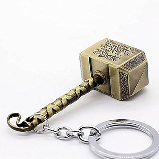Buy Daylfonos Thor Hammer Marvel Avengers Superhero Gold Metal Ring Key ...