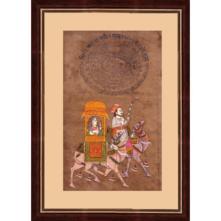 Buy Mughal Period Portrait of Royal Rajput King Queen Riding on Camels ...