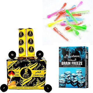 Buy SCORIA Al-Fandi Pack of 10 Roll Hookah Charcoals and Plastic Long ...