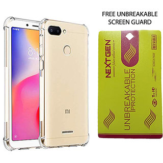 Buy REDMI 6A TPU Transparent Back Cover With Free Unbreakable Screen ...