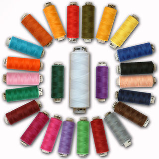 Buy PERFECT SEWING THREADS 25 MULTI SPOOLS 300mts SPUN POLYESTER SPOOL ...