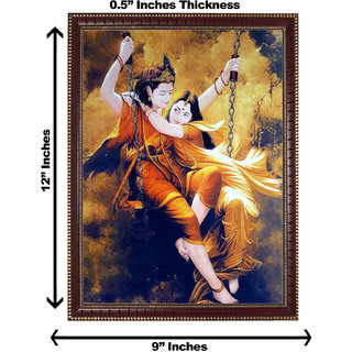 Buy 3d yellow krishna radha jhula wall painting(size 9*12) Online ...