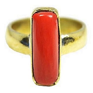 Buy Coral 7.25 Ratti Stone Gold Plated Adjustable Munga Ring By ...